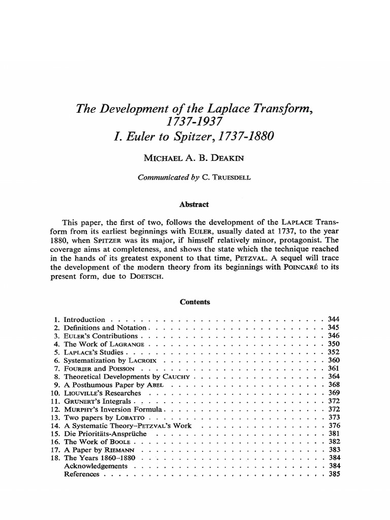 The Origin of Laplace Transform | Download Free PDF | Laplace Transform ...