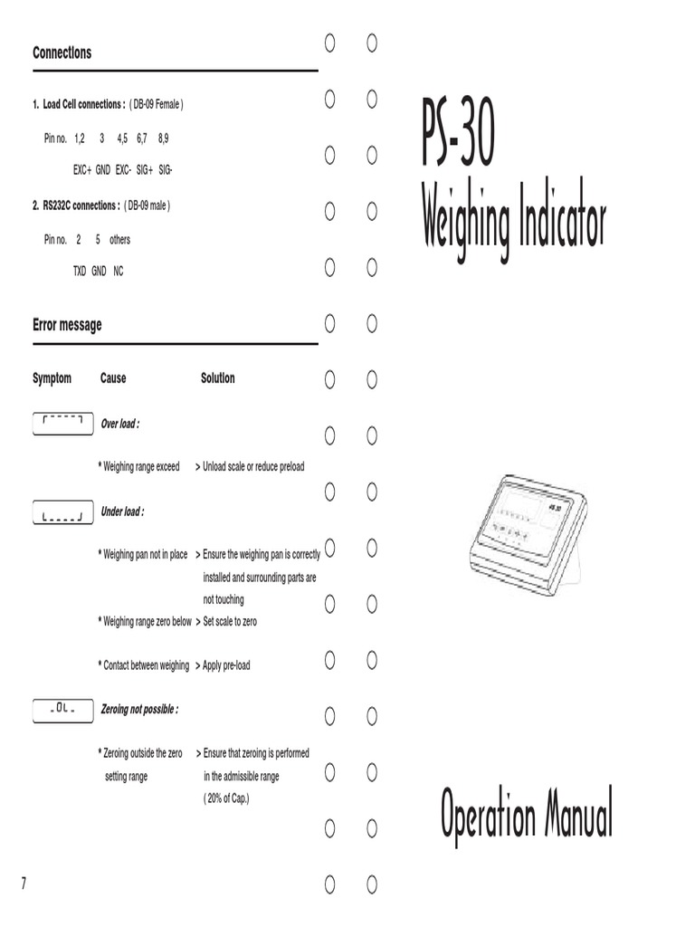 Visor Pesa PS30 | PDF | Calibration | Weight