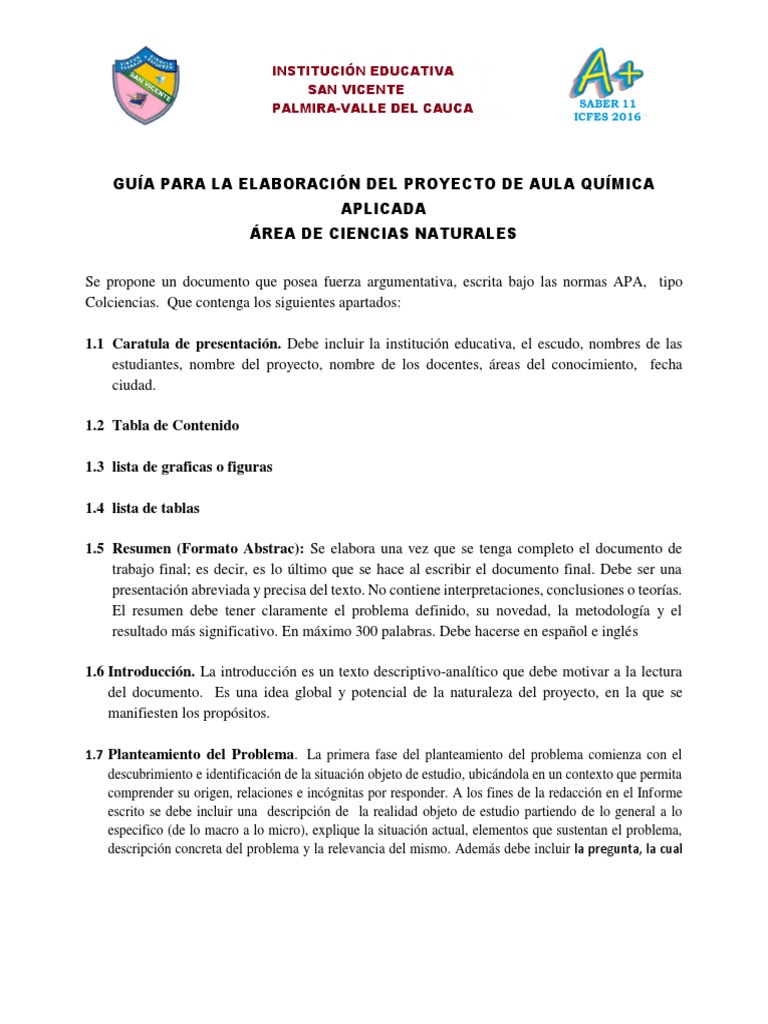 Elaboración de Proyecto Grado Décimo | PDF | Teoría | Science
