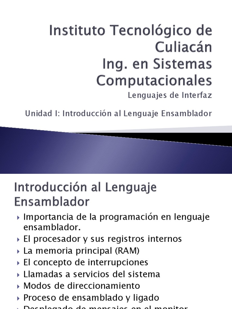 Unidad I Introducción Al Lenguaje Ensamblador | Descargar gratis PDF | Lenguaje ensamblador ...