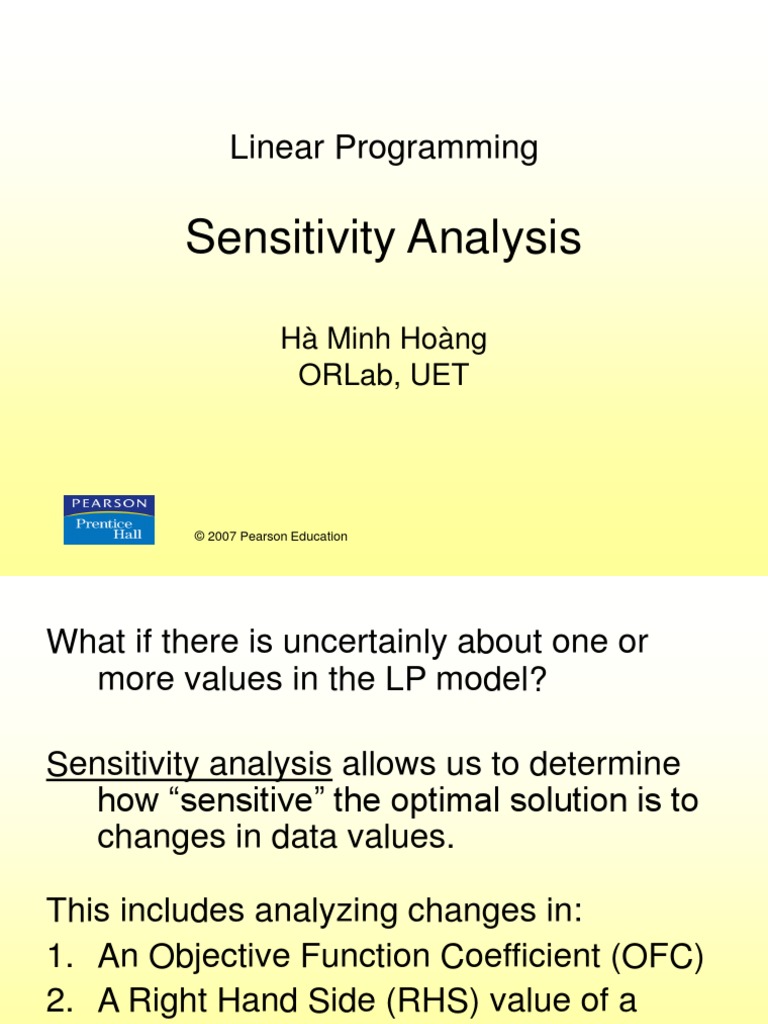 Sensitivity Analysis | PDF | Mathematical Optimization | Sensitivity Analysis