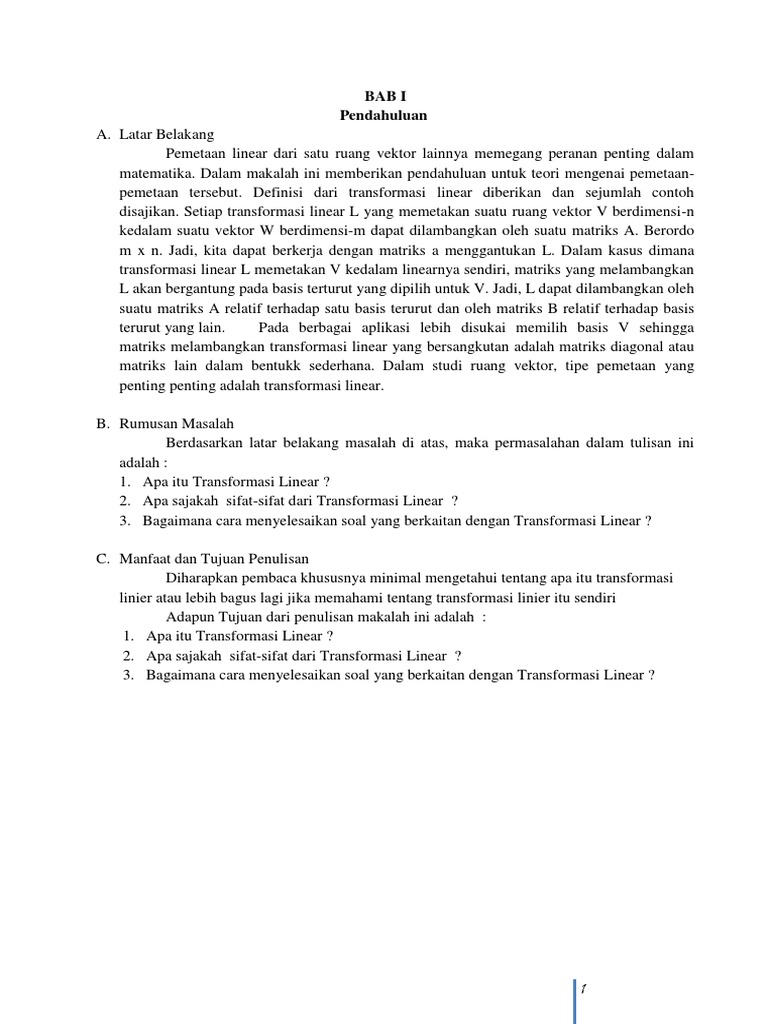 Pembahasan Transformasi Linear RN Ke RM | PDF