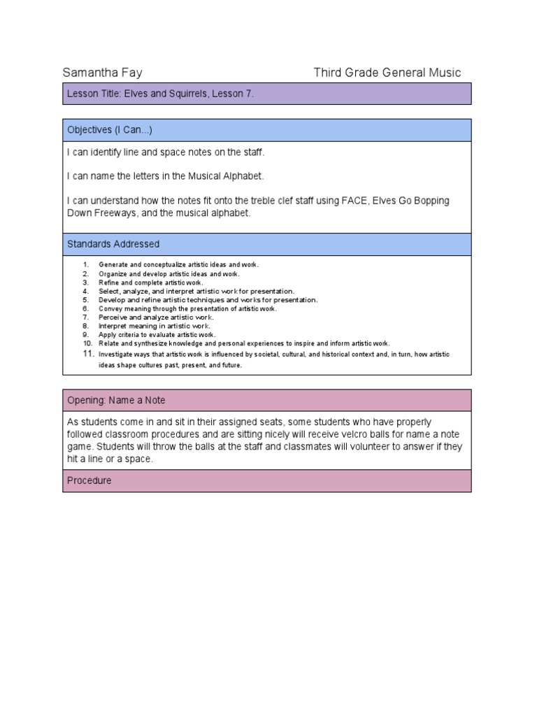 Sample Third Grade Lessons | PDF | Recorder (Musical Instrument) | Rhythm