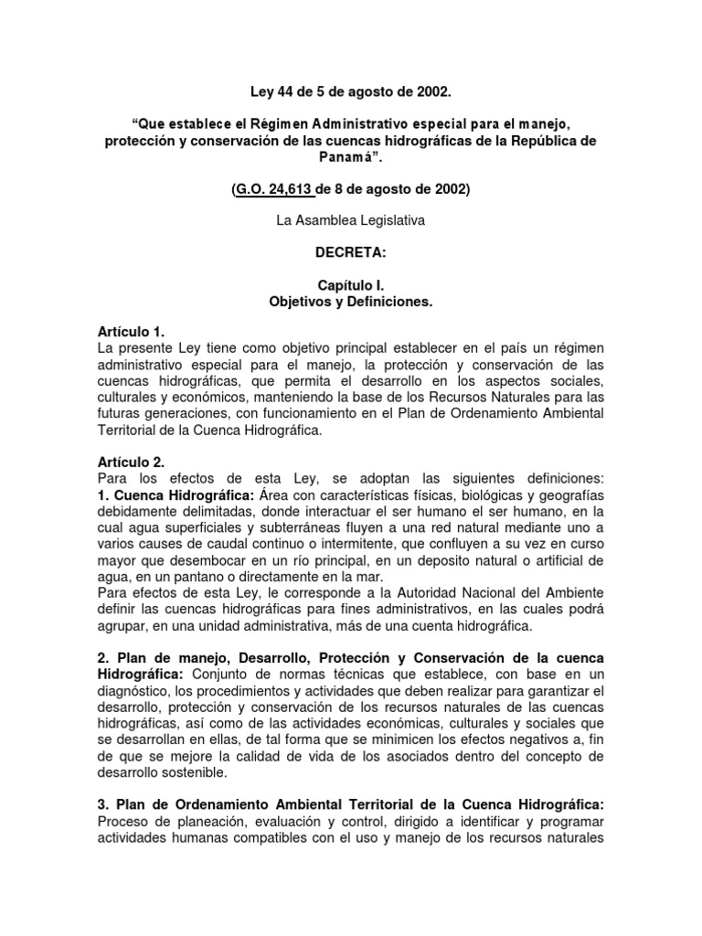 Ley 44 2002 | PDF | Ley del Medio Ambiente | Planificación