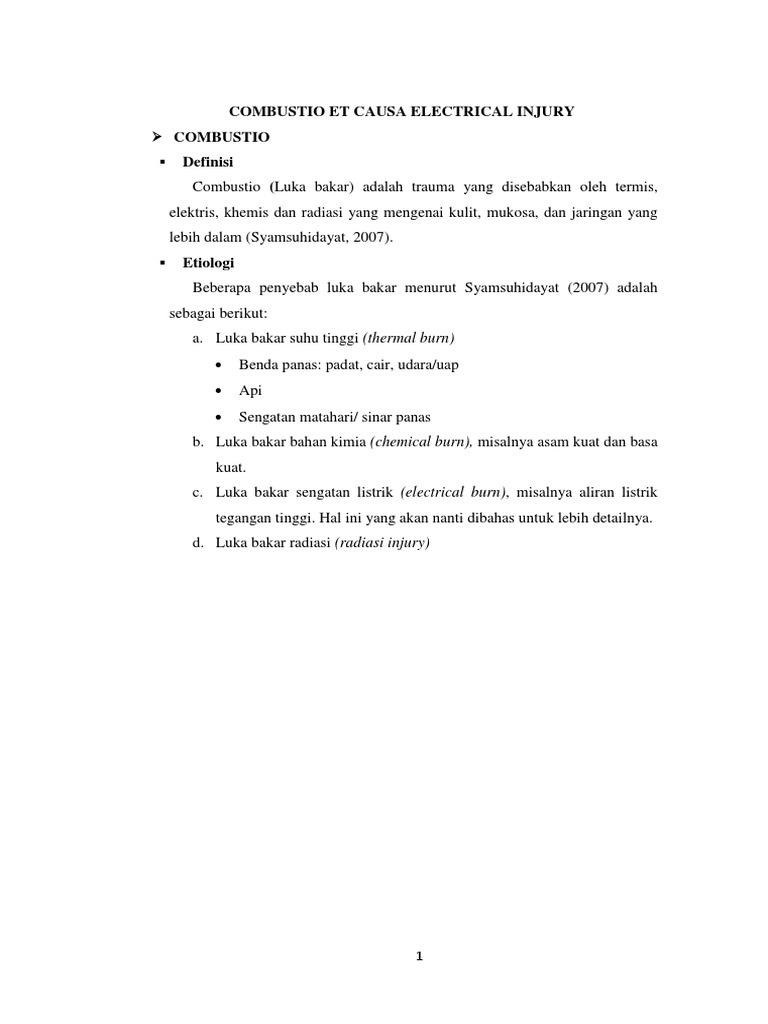 Combustio Et Causa Electrical Injury