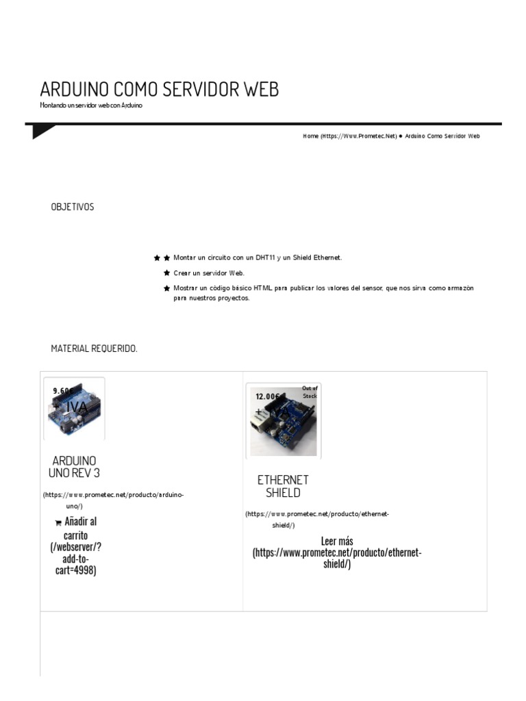 Arduino Como Servidor Web Tienda Y Tutoriales Arduino Prometec Pdf Servidor Web Internet