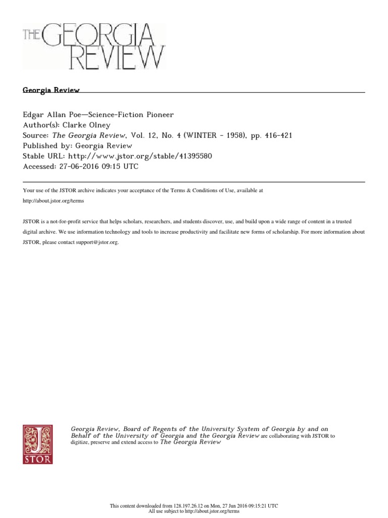 Edgar Allan Poe-Science-Fiction Pioneer | PDF | Science Fiction | Edgar ...