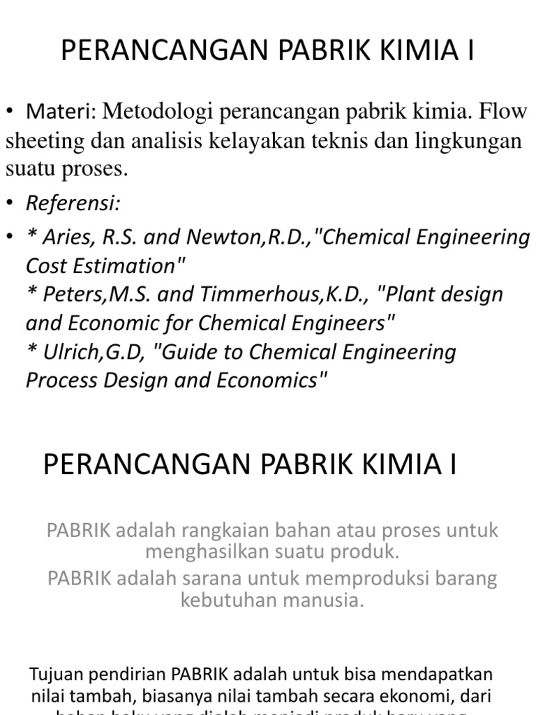 Perancangan Pabrik Kimia I | PDF