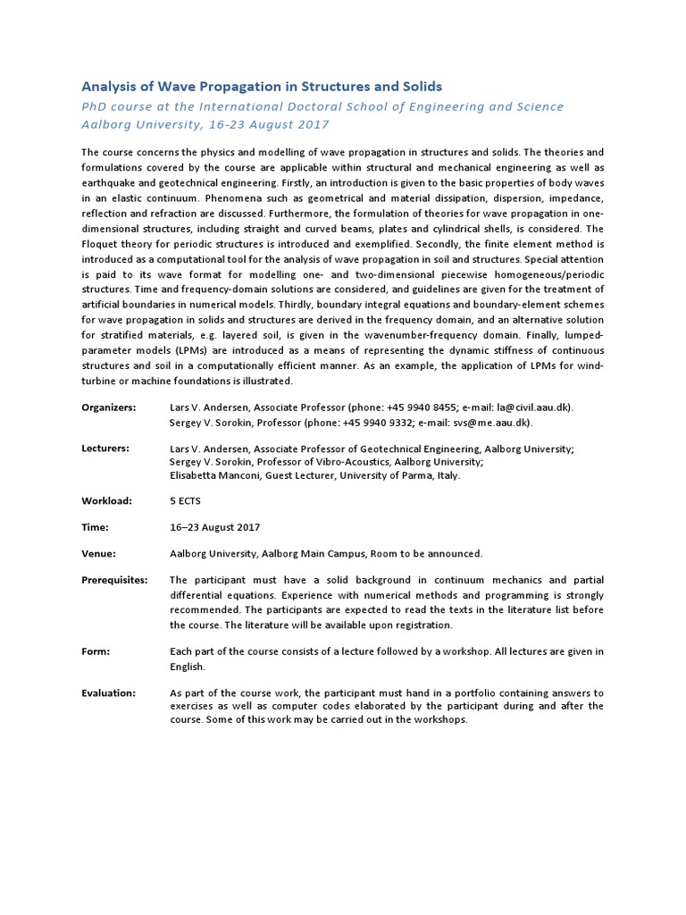 Analysis Of Wave Propagation Modelling Waves In Structures And Solids Using Finite Elements