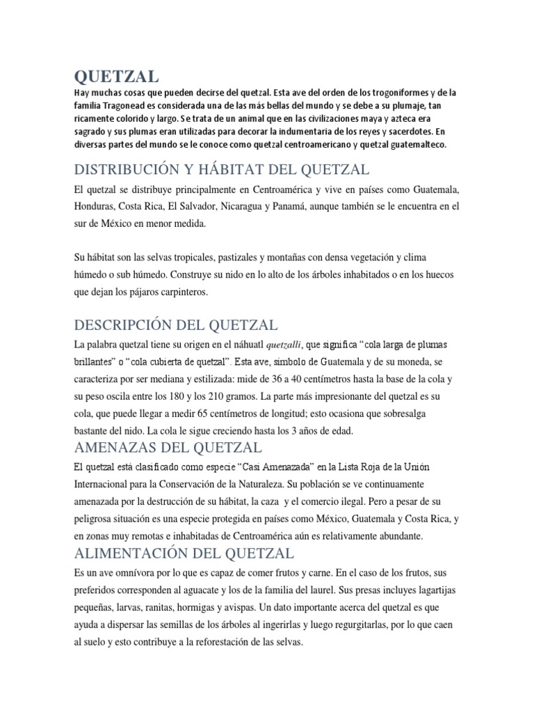 Quetzal | PDF | León | Aves