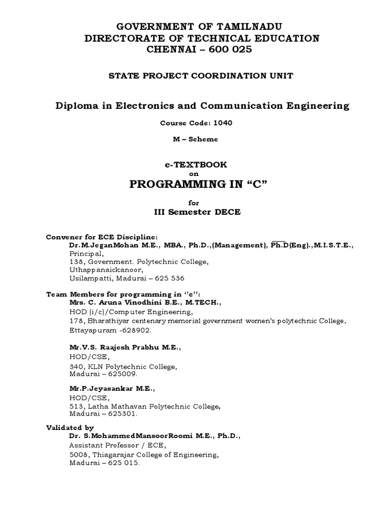 Programming in C | Download Free PDF | C (Programming Language ...