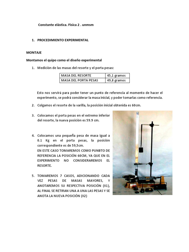 Constante Elástica. Física 2 - Unmsm | PDF | Mecanica clasica ...