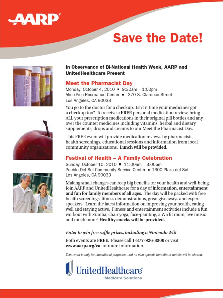 AARP UHC Health Events Flyer | PDF | Pharmaceutical | Wellness