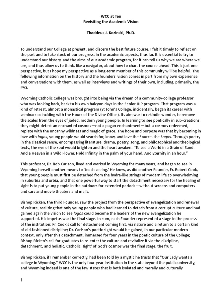 WCC at Ten, The WCC Academic Vision in 2017 | PDF | Philosophy