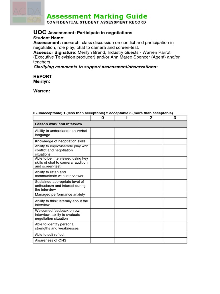 Assessment Marking Guide | PDF