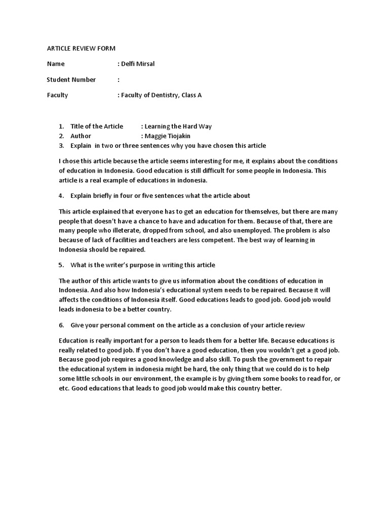 Article Review Form 2