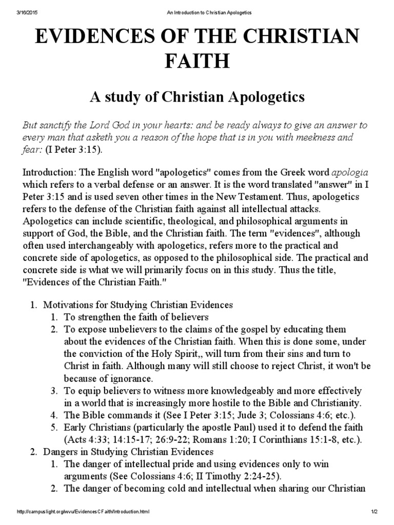 Introduction to Christian Apologetics | PDF | Christian Apologetics ...