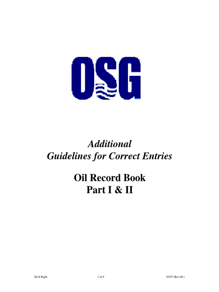 Oil Record Book Guidelines (Rev.00) | PDF | Fuel Oil | Nature