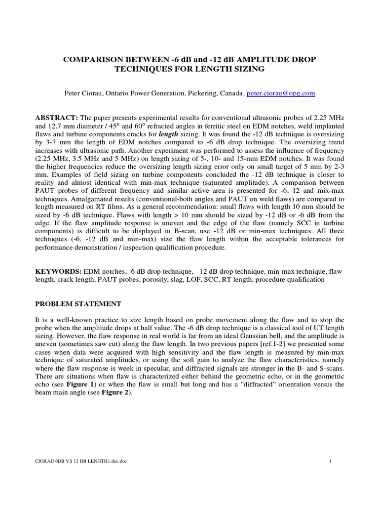 Comparison Between - 6 DB and - 12 DB Amplitude Drop Techniques For ...