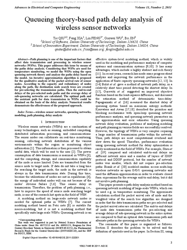 Queueing Theory-Based Path Delay Analysis of Wireless Sensor Networks | PDF | Wireless Sensor ...
