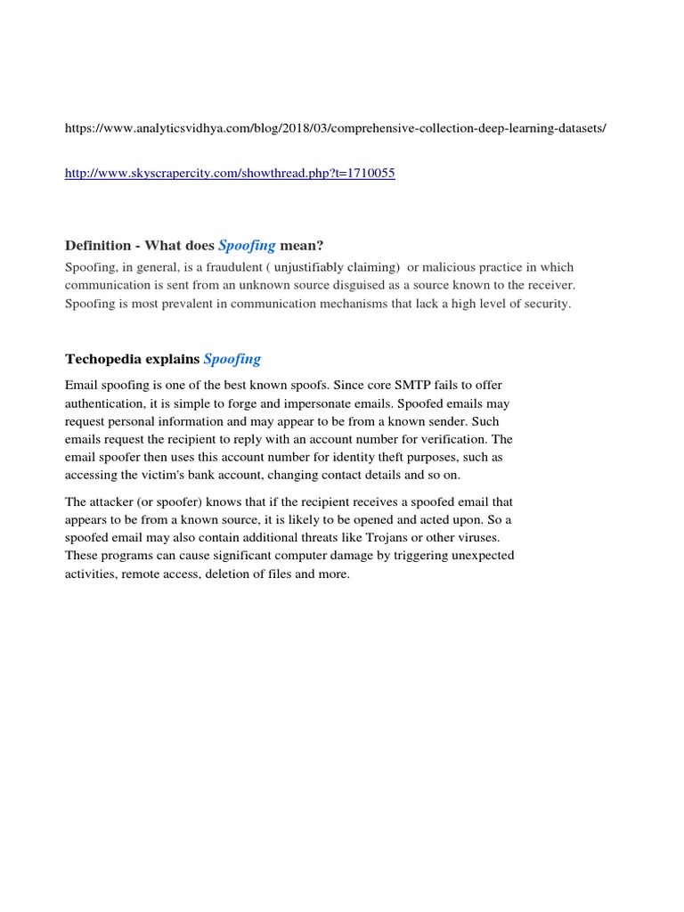 Definition - What Does Mean?: Spoofing | PDF