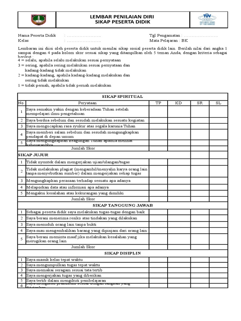 Angket Penilaian Sikap-2 | PDF