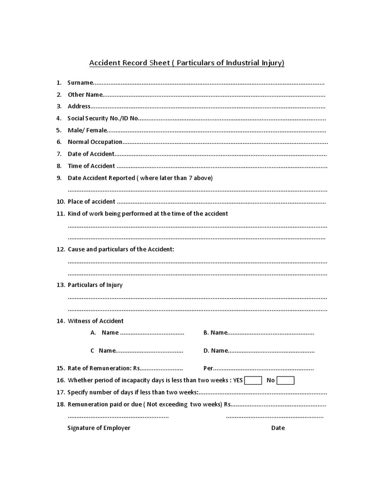 Accident Record Sheet 1 | Download Free PDF | Traffic Collision ...