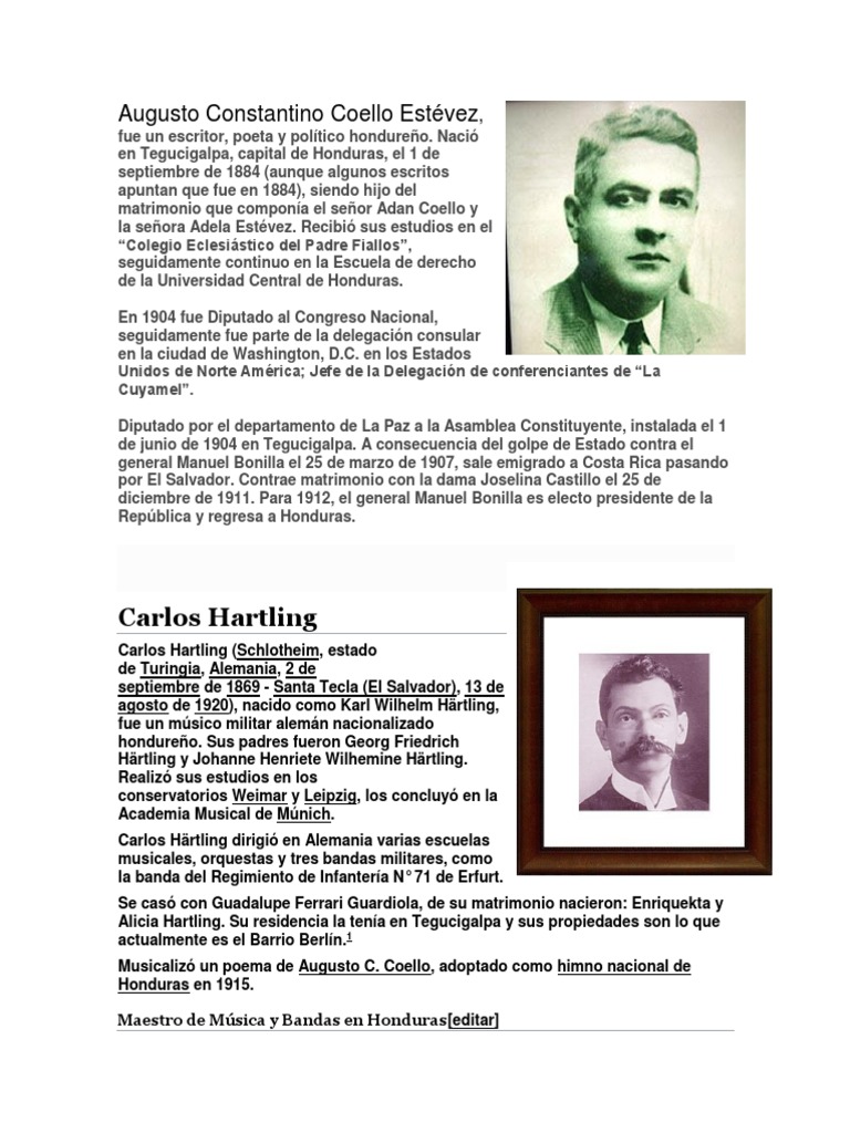 Biografía de Augusto C. Coello y Hartling | PDF | Honduras ...