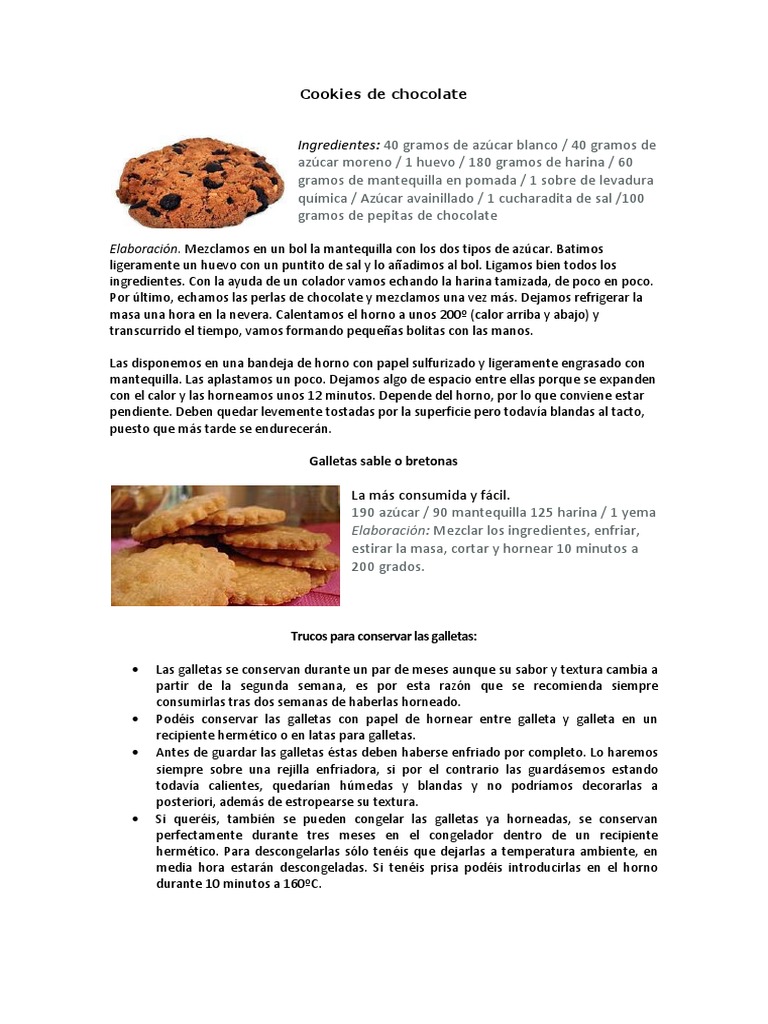 Como Hacer Galletas | PDF | Chocolate | Huevo como alimento