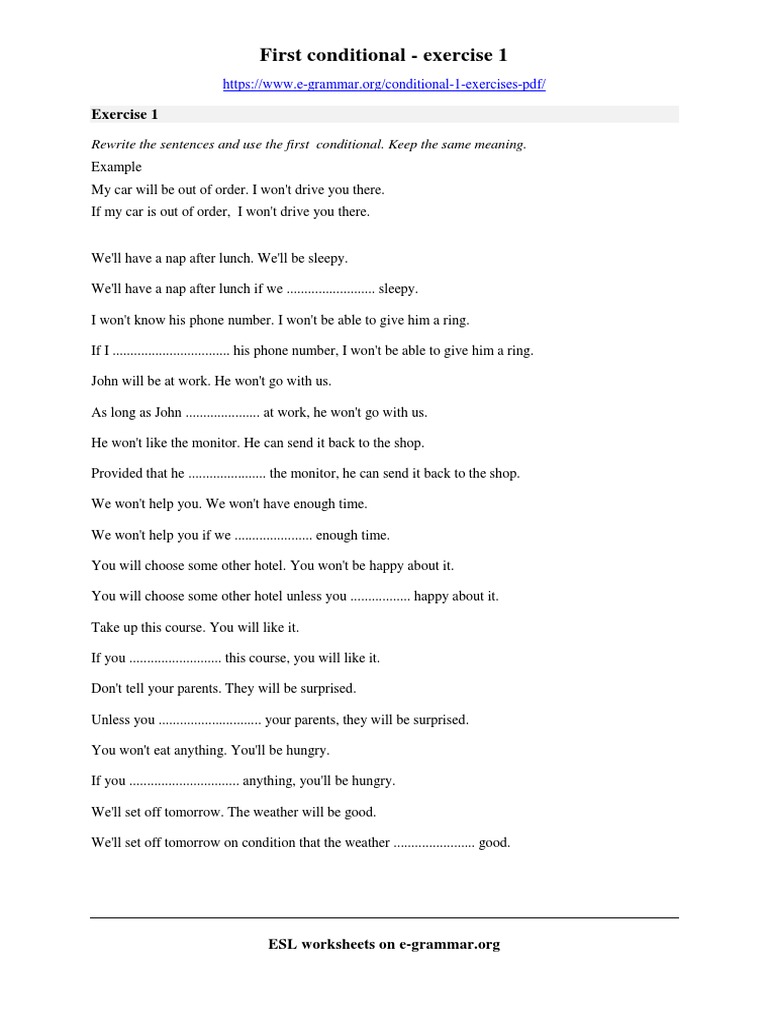 First Conditional Exercise 1 PDF | PDF