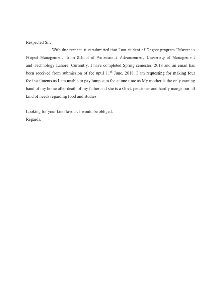 Request for Fee Instalment Plan | PDF