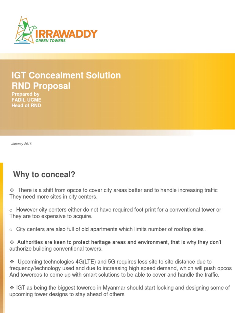 IGT Concealment Solution RND Proposal: Prepared by Fadil Ucme Head of ...