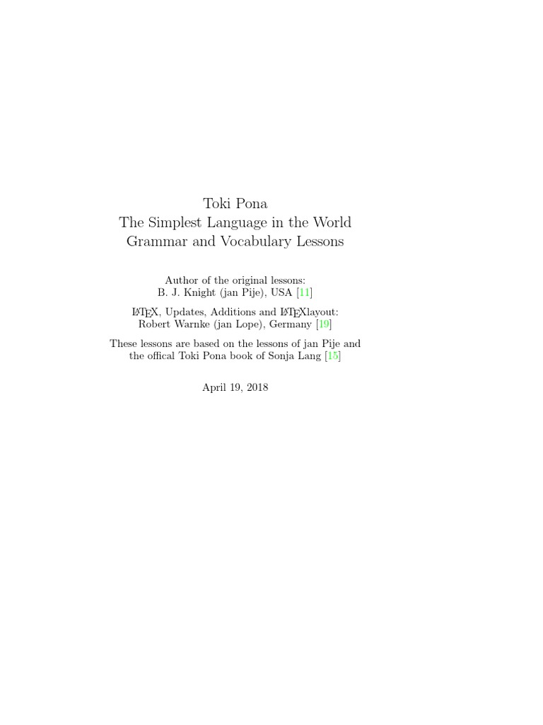 TOKI Pona | PDF | Verb | Adjective