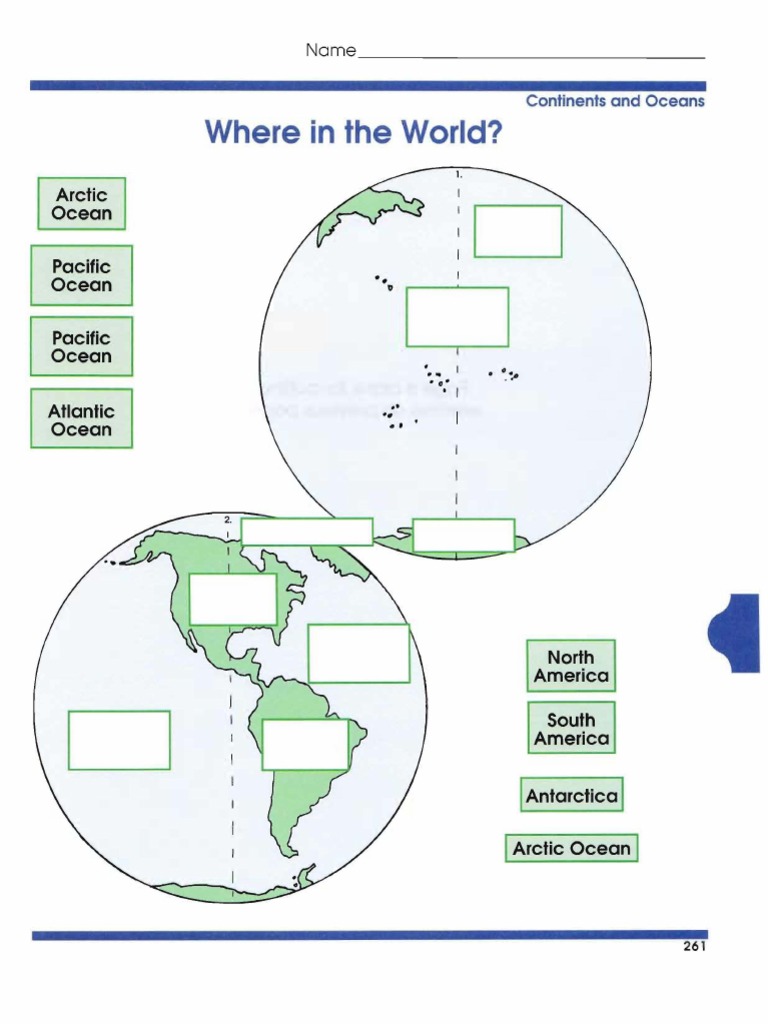 Global Geography Worksheets Part TWO | Continent | Equator