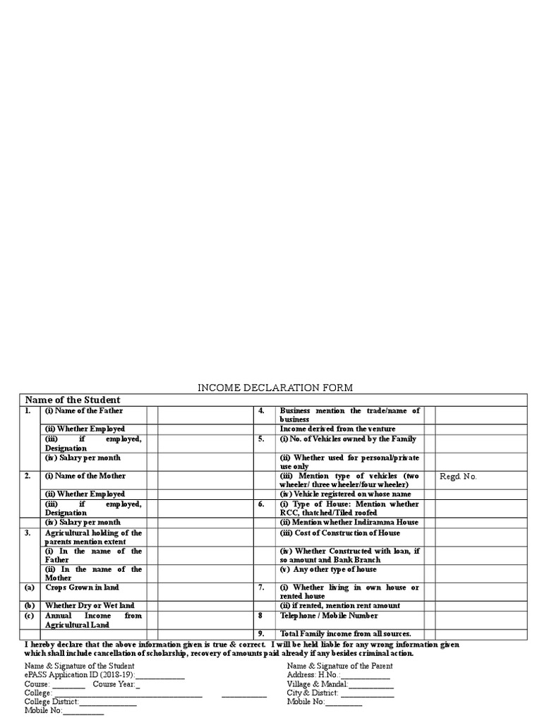 Income Declaration Form | PDF | Economies | Business
