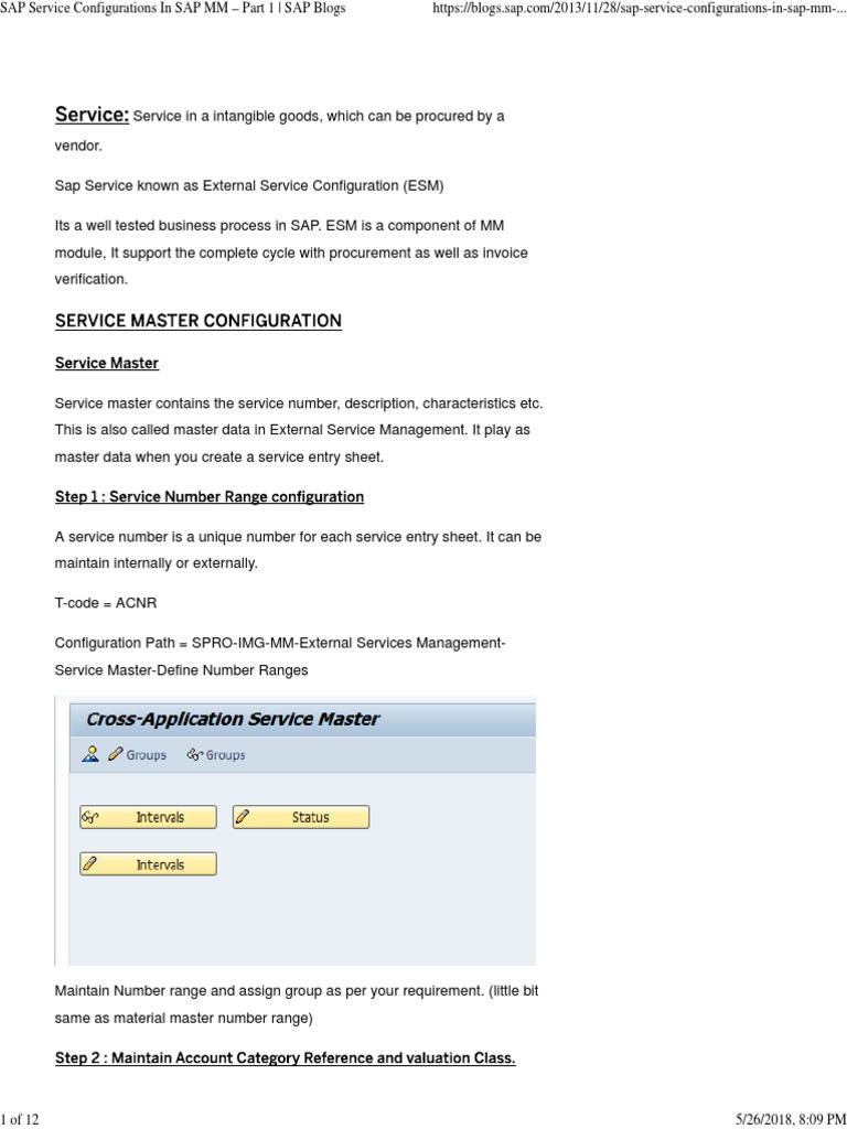 SAP Service Configurations in SAP MM - Part 1 - SAP Blogs | PDF ...