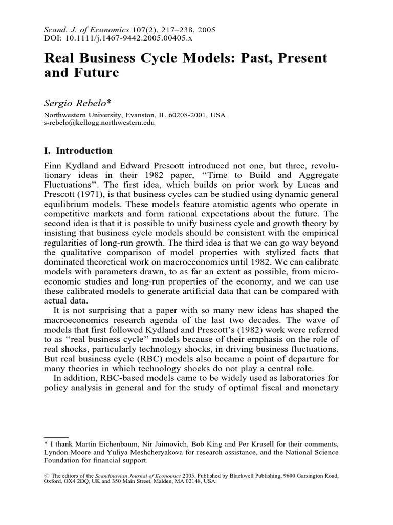 Real Business Cycle Models Past, Present, and Future | PDF | Labour ...