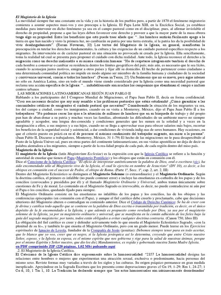El Magisterio de La Iglesia | Papa | Iglesia Católica