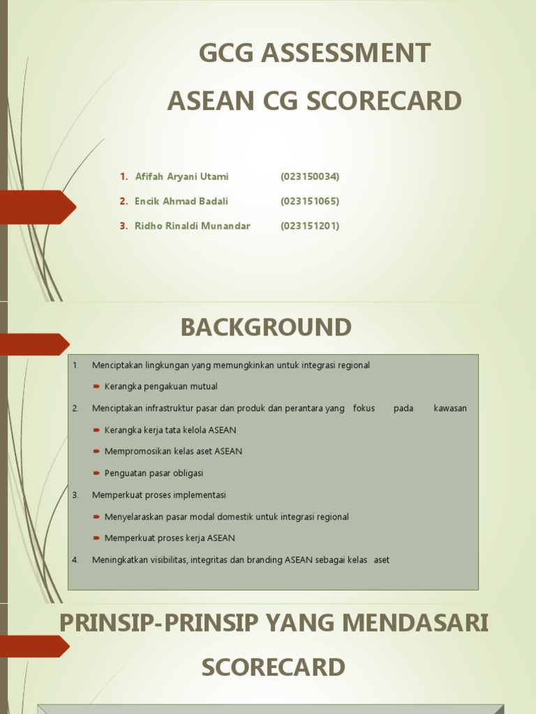 GCG Assessment Asean CG Scorecard | PDF