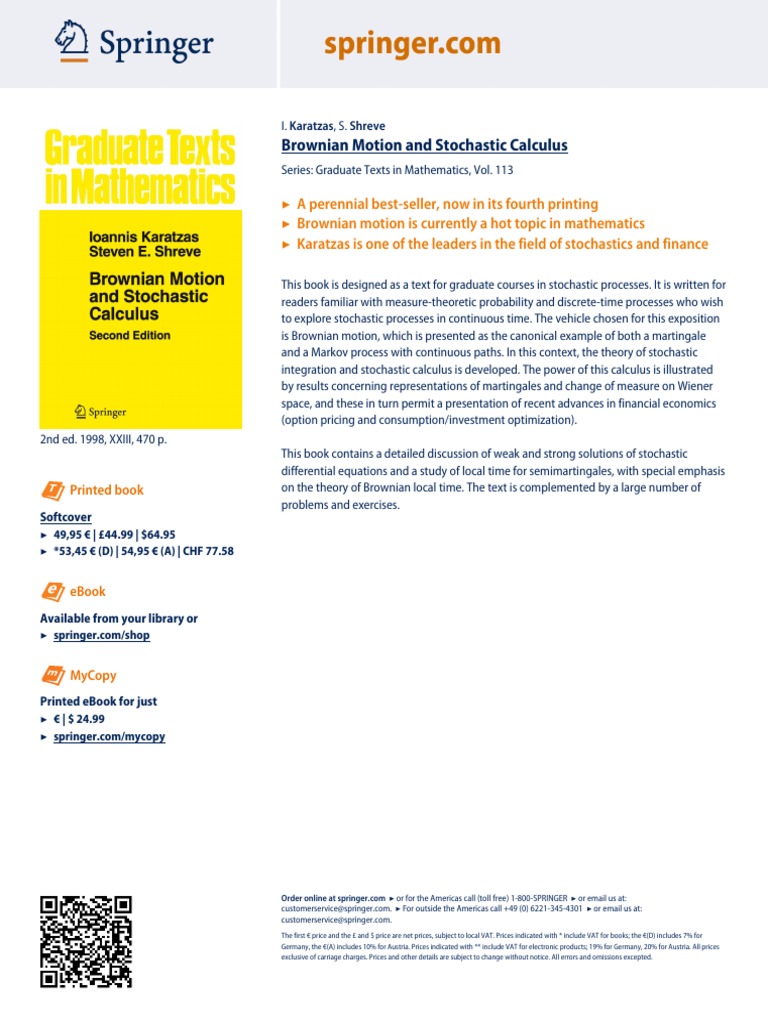 Productflyer - 978 0 387 97655 6 | PDF | Stochastic Process ...