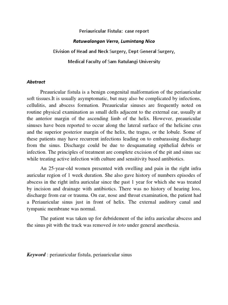 Periauricular Fistula | PDF | Self-Improvement | Wellness