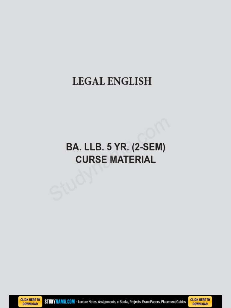 Legal English Ebook & Lecture Notes PDF Download (Studynama - Com ...
