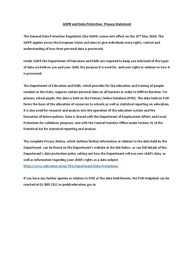 Pod Privacy Statement | PDF