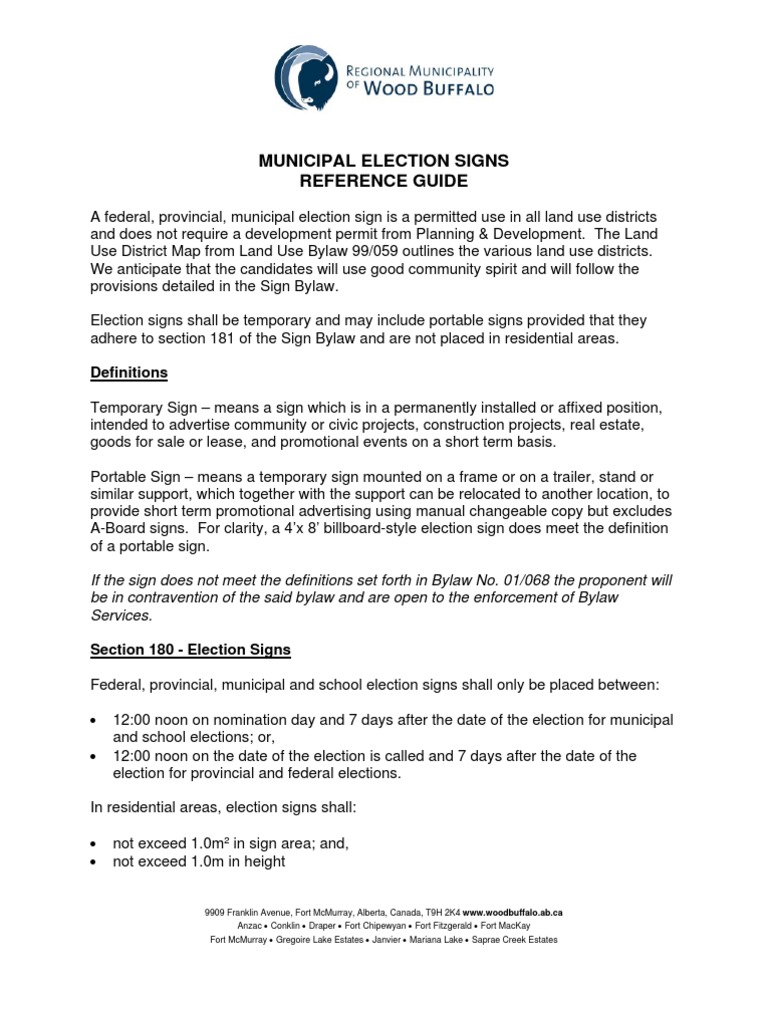 Municipal Election Signs Reference Guide: Definitions | PDF | Transport ...