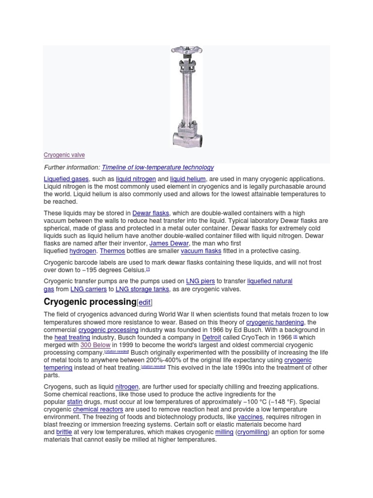 Cryogenic Processing: Further Information | PDF | Cryogenics | Physical ...