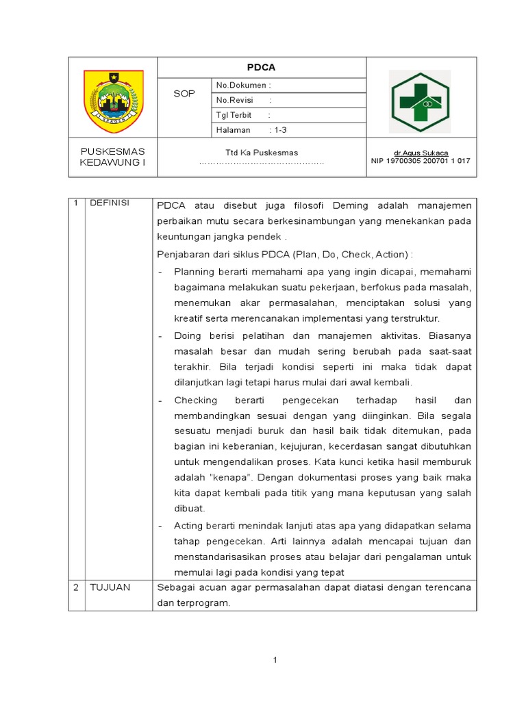 PDCA SOP for Quality Improvement | PDF | Innovation | Technological Change