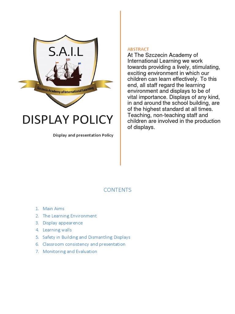 Display Policy | PDF | Teachers | Classroom
