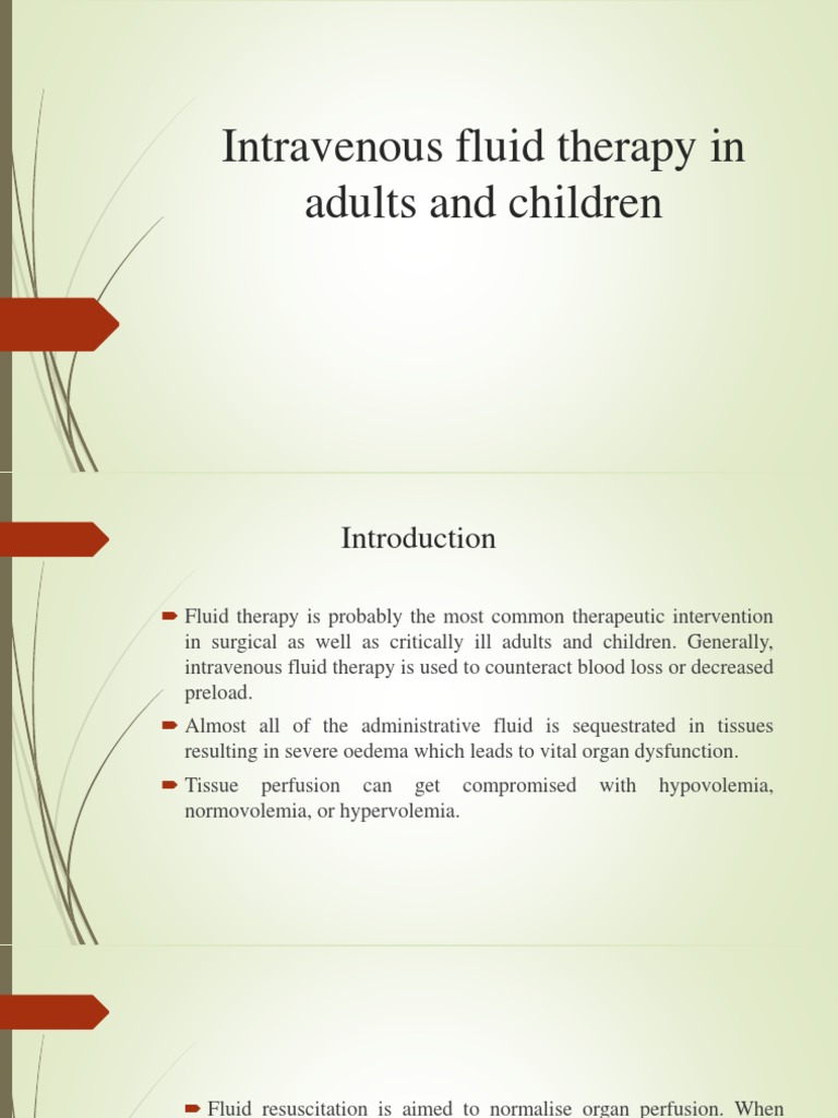 Intravenous Fluid Therapy in Adults and Children Ppt | Clinical ...