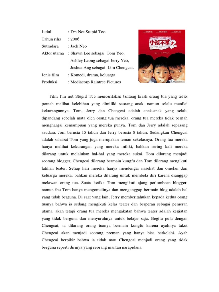Film I’m Not Stupid Too: Kisah Keluarga | PDF | Art