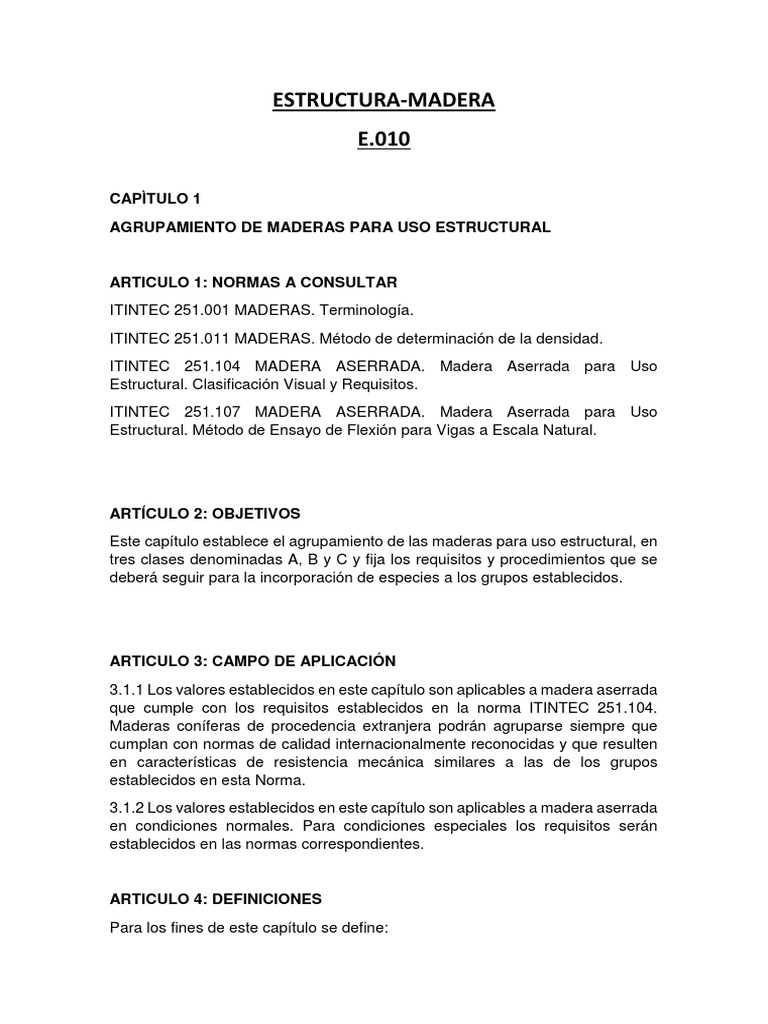 E.010 Madera | PDF | Madera | Resistencia de materiales